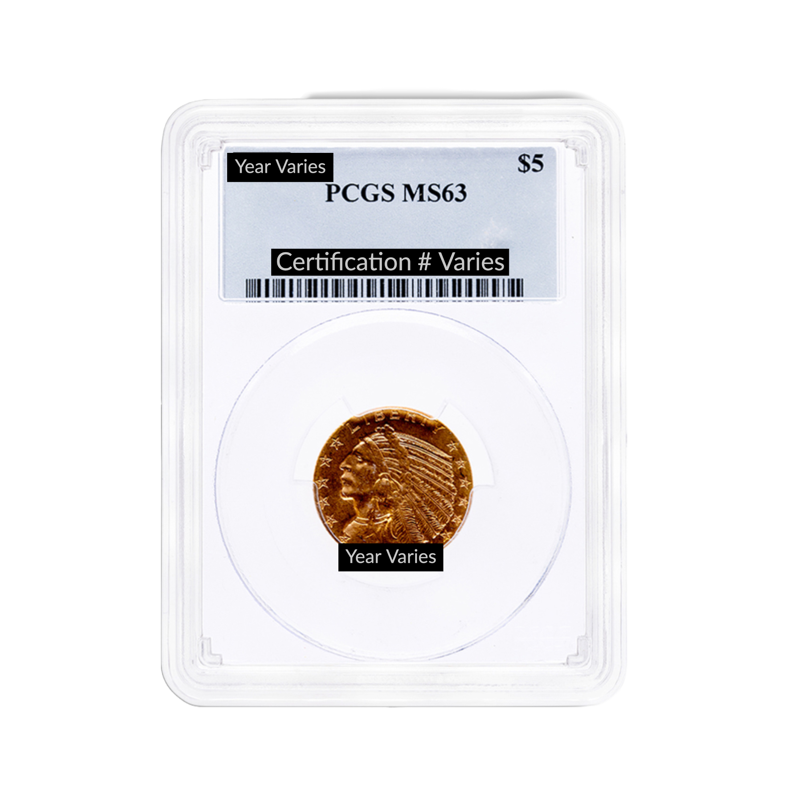 $5 Gold Indian Half Eagle Coin - PCGS – BGS