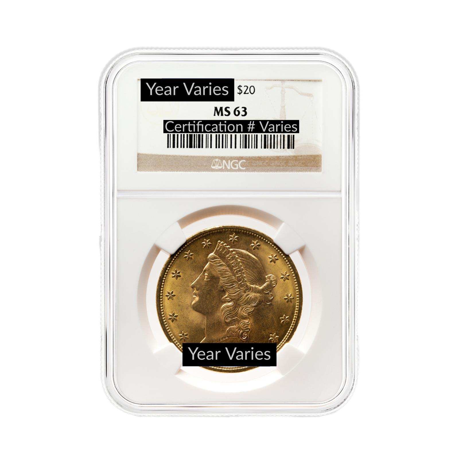 $20 Liberty Double Eagle MS-63 Gold Coin - 900 Fine Gold – BGS